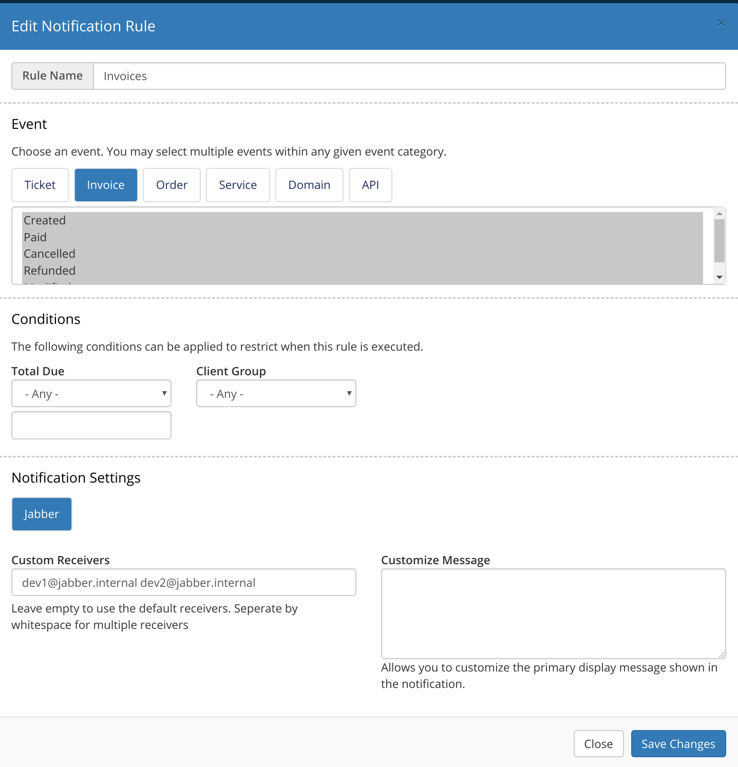 Usage - Jabber / XMPP Notifications For WHMCS - Deploymentcode Documentation