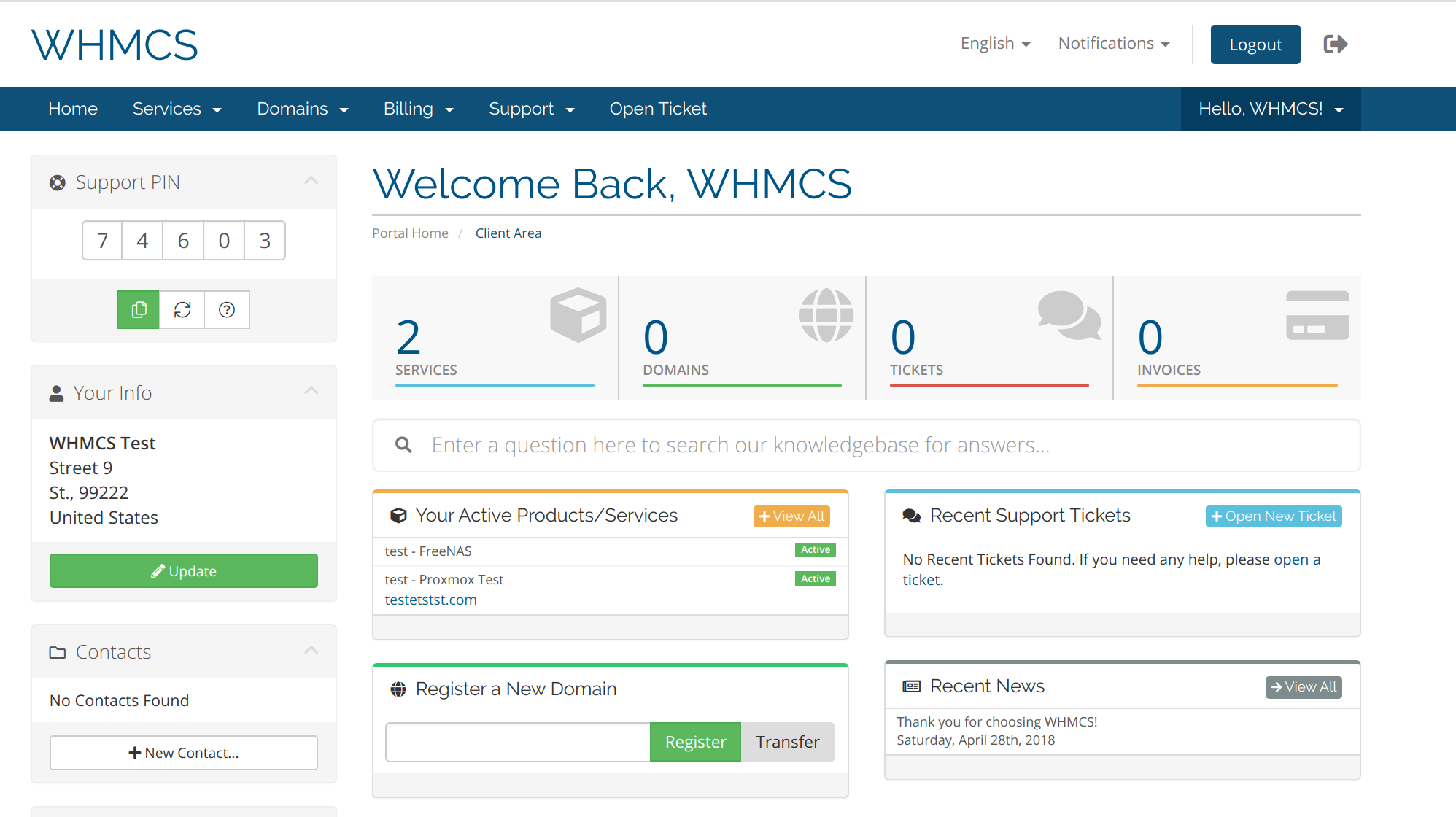 Screenshots & Demo Video - Support PIN for Client Verification - WHMCS - Deploymentcode ...